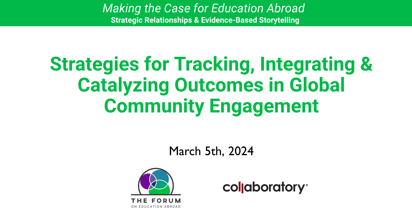 Strategies for Tracking, Integrating, + Catalyzing Outcomes in Global Community Engagement - Webinar